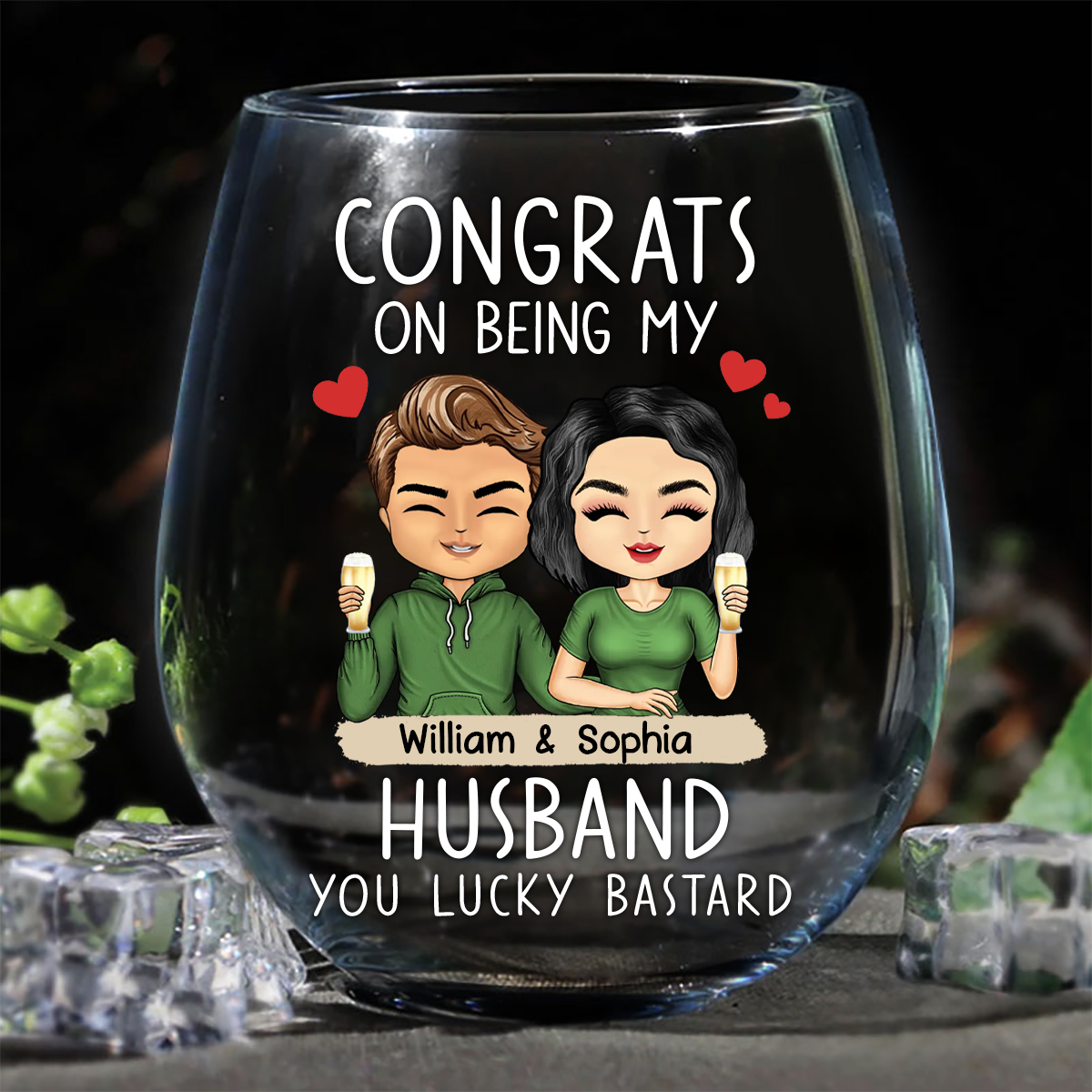 Congrats On Being My Husband Chibi Couples - Personalized Stemless Win ...