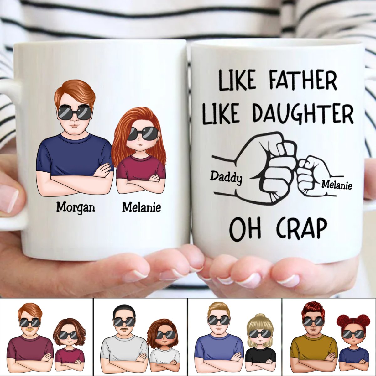 Like Father Like Daughter Fist Bump Handshake - Personalized Mug (TT ...