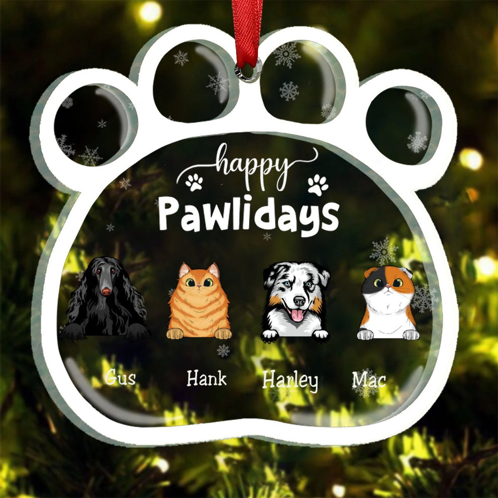 Pet Lovers - Happy Pawlidays Funny Cartoon Dogs Cats - Personalized Ac ...