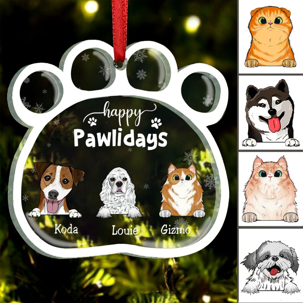 Pet Lovers - Happy Pawlidays Funny Cartoon Dogs Cats - Personalized Ac ...